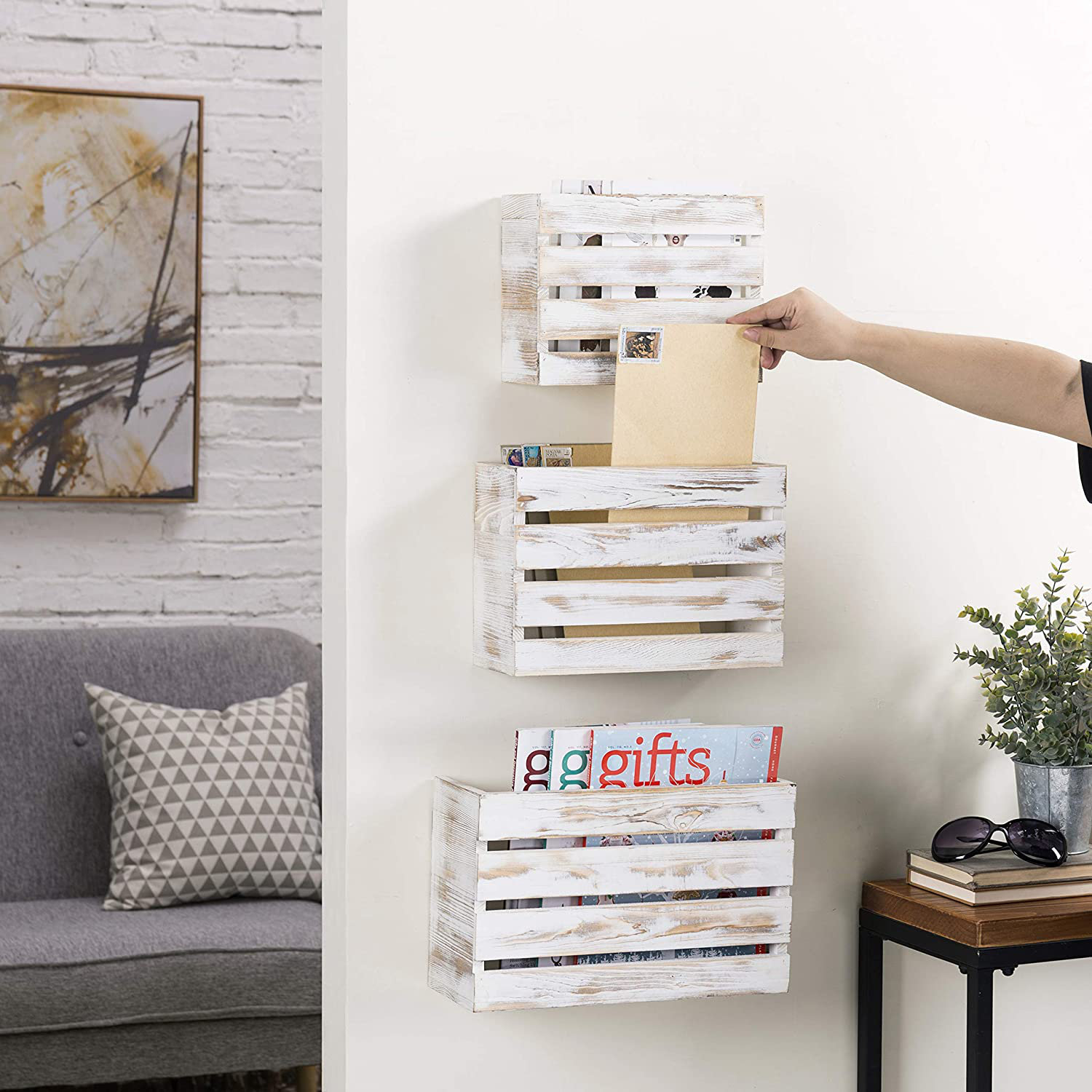 Gracie Oaks Wall Mounted Solid Wood Magazine Rack | Wayfair