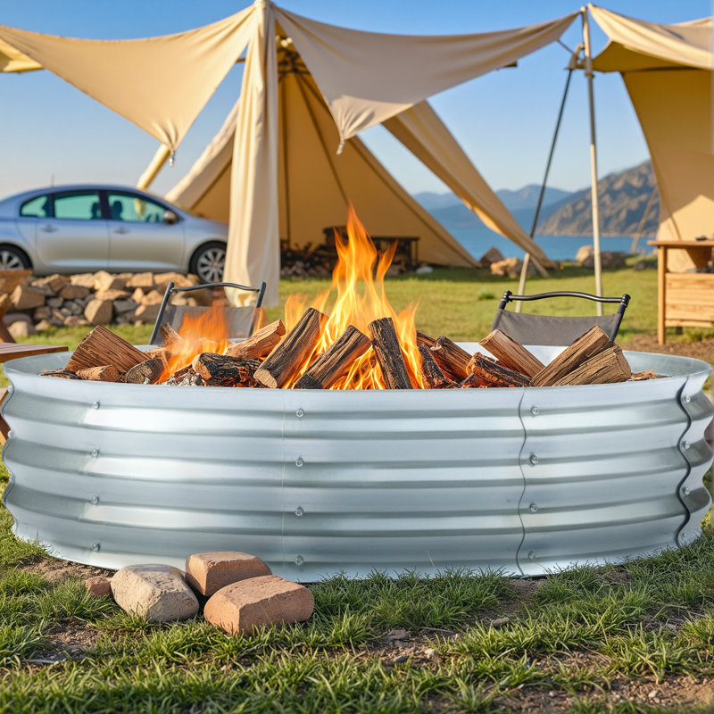 Williston Forge Multiple Sizes Silver Round Galvanized Steel Fire Pit ...