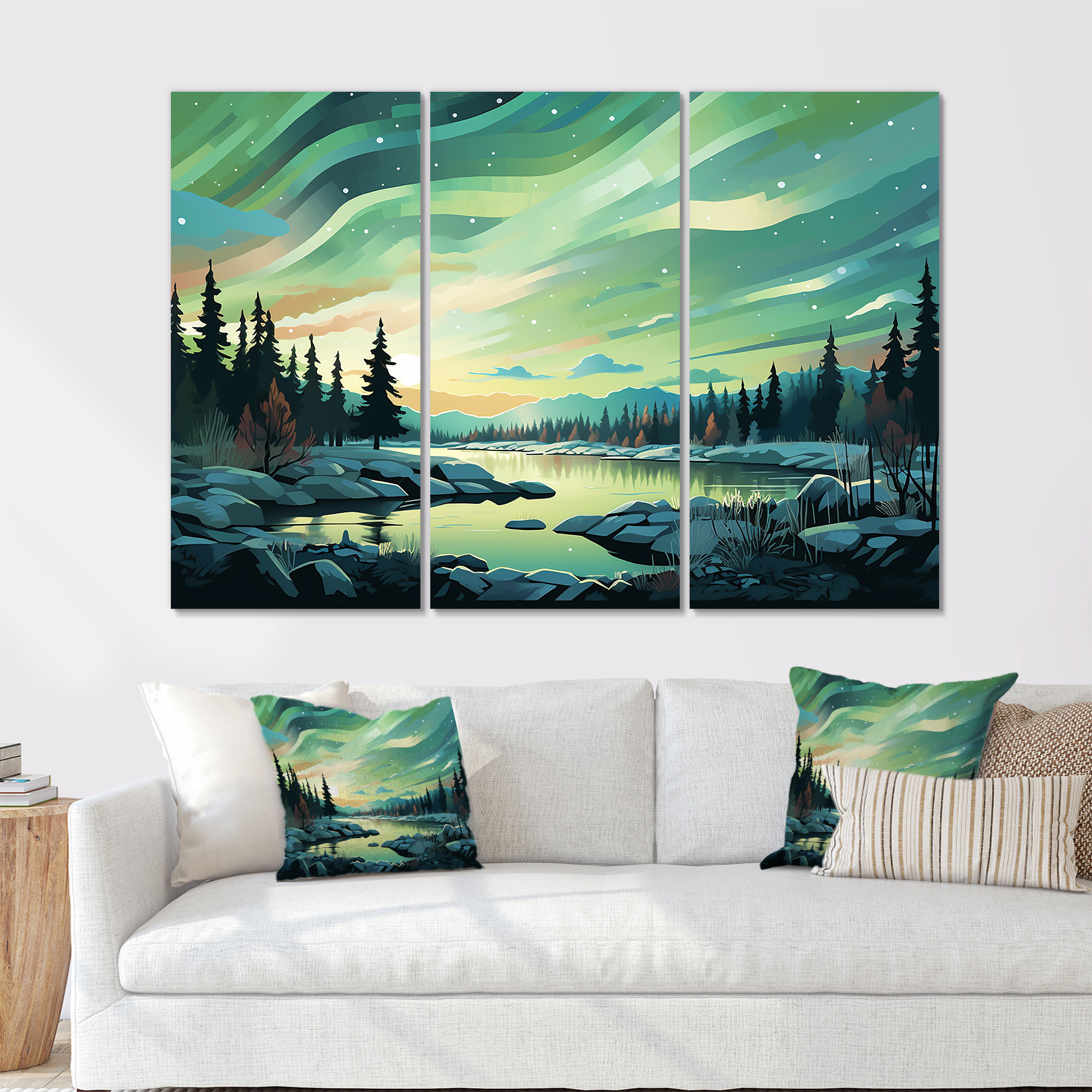 Millwood Pines Northern Lights Scenery Minimalism - Northern Lights ...
