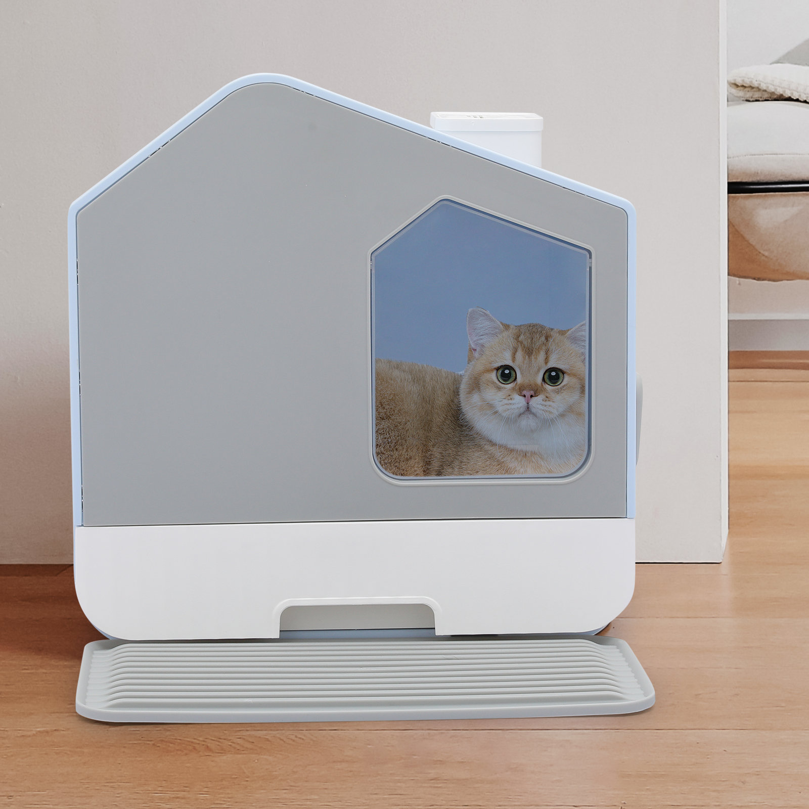 Tucker Murphy Pet™ Enclosed Cat Litter Box, Large Cat Litter House ...