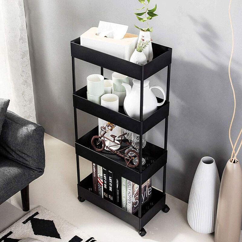 ZeroLife 4 Tier Slim Storage Cart Mobile Shelving Unit Organizer Slide ...