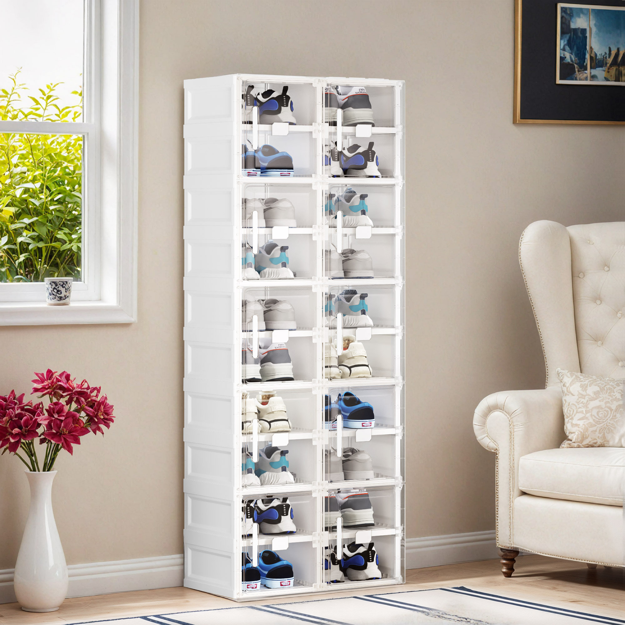 Rebrilliant 20 Pair Stackable Shoe Storage Box | Wayfair
