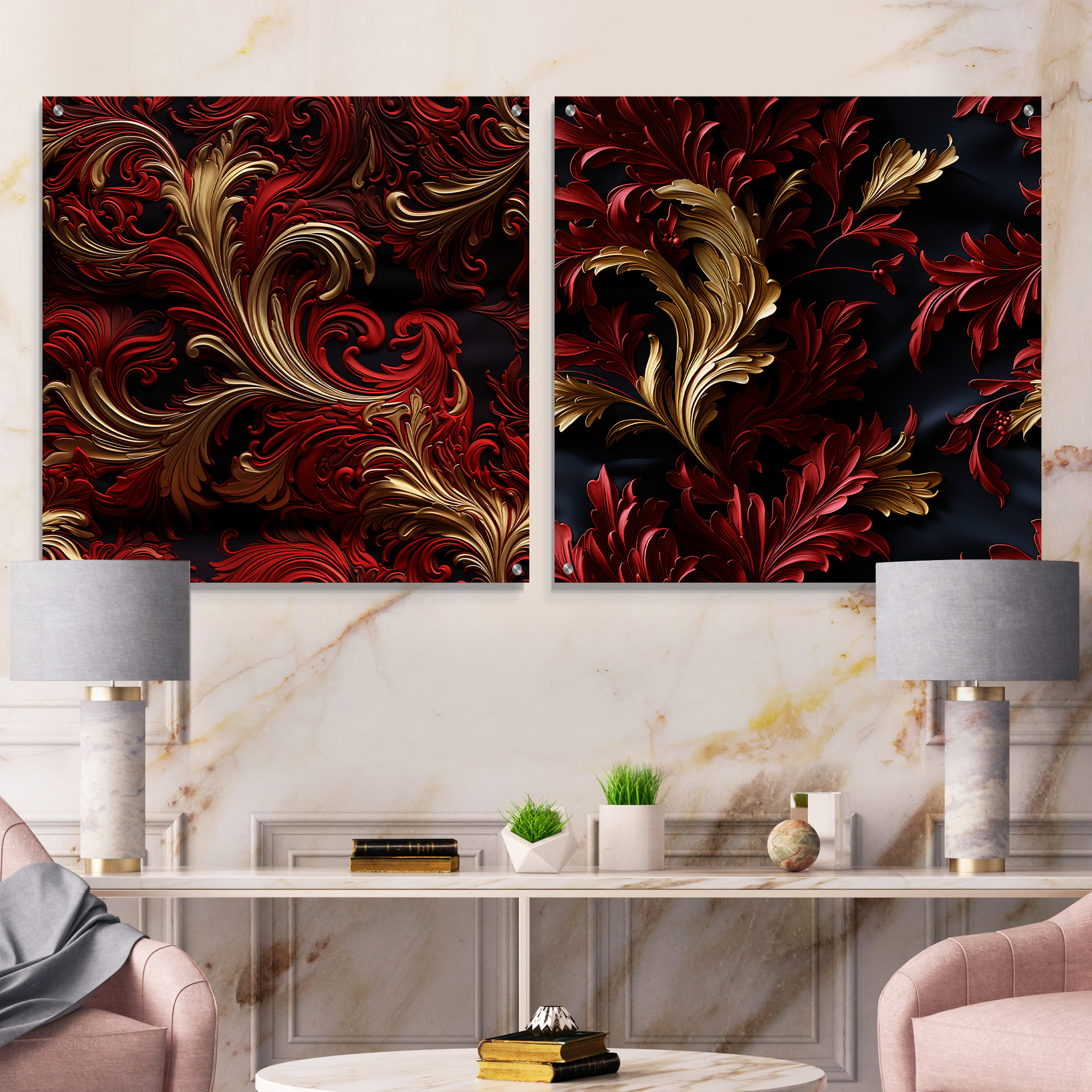 Design Art Opulent Baroque Scrolls Victorian Pattern - Abstract Acrylic ...