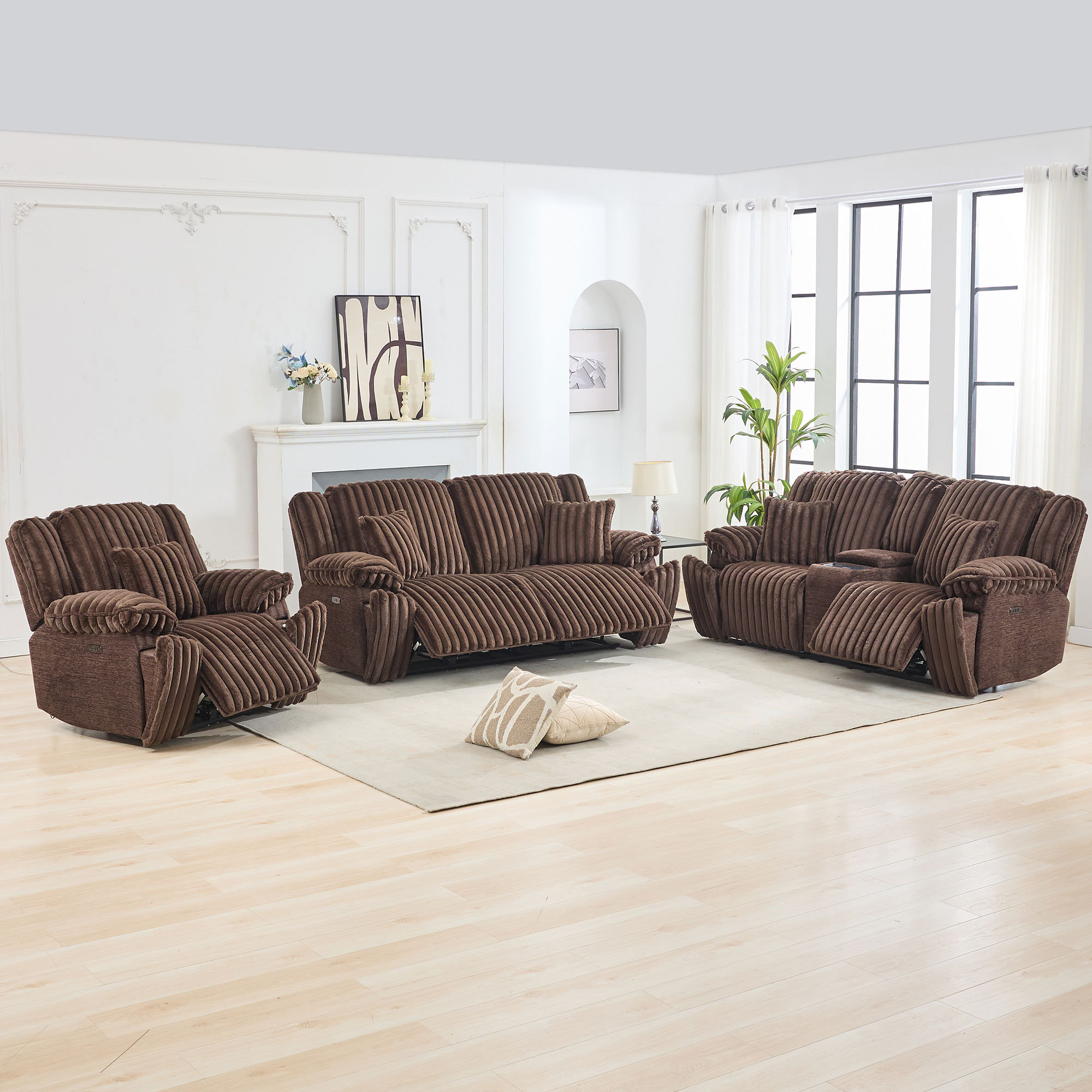 Mercer41 3 - Piece Rabbit Fur Power Reclining Living Room Set | Wayfair