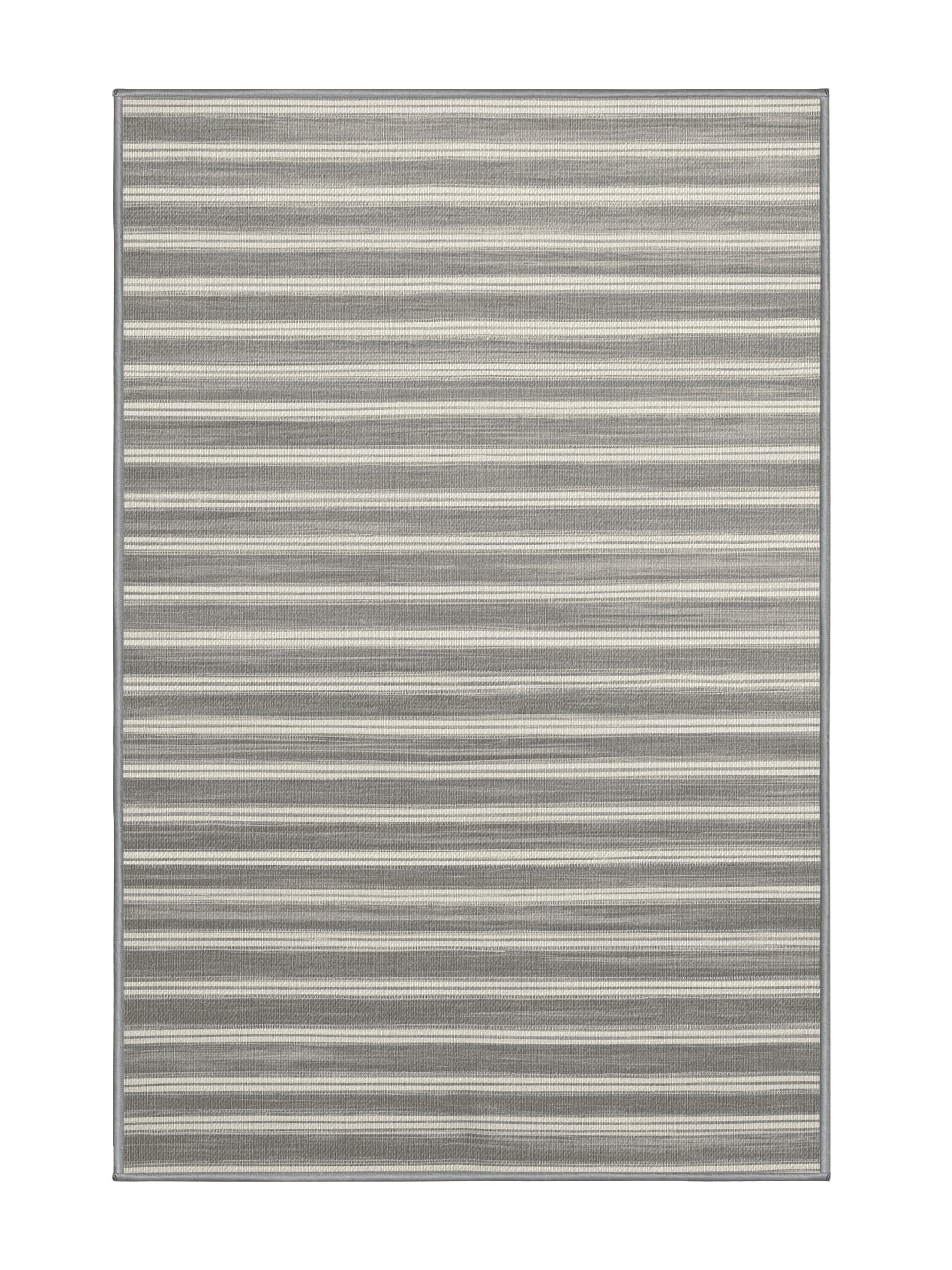 Hokku Designs Washable Cloud Gray White Striped Area Rug | Wayfair