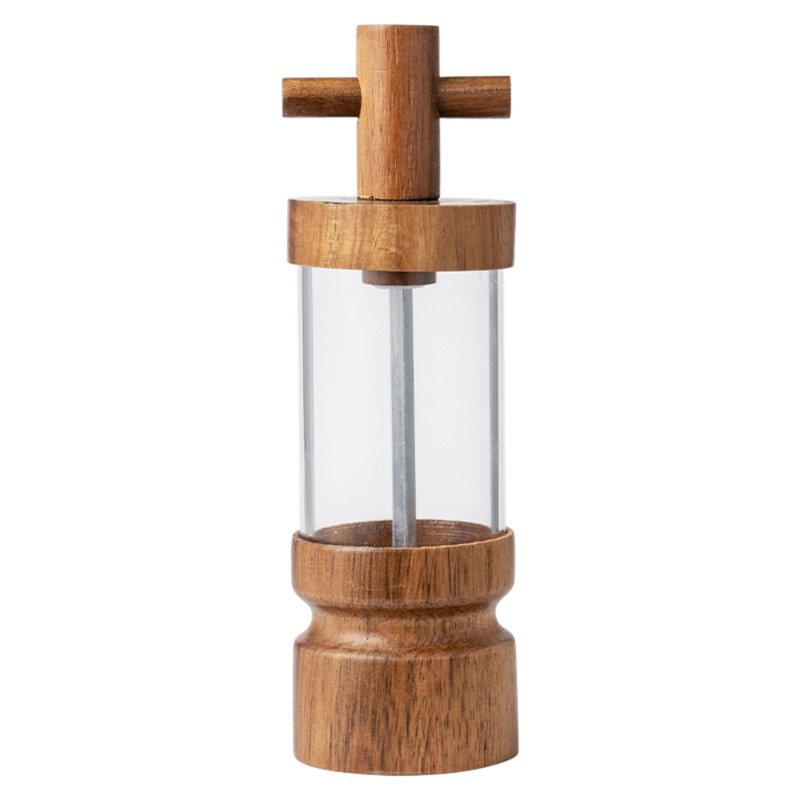SC0GO Pepper Grinder Acacia Wood Household Acrylic Transparent Pepper ...