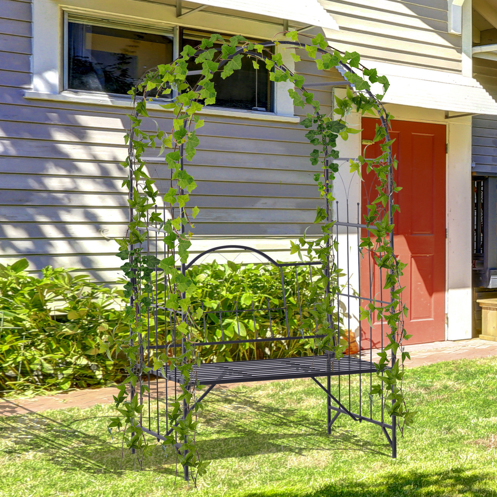 Outsunny 45.25" W x 23.25" D Metal Arbor with Bench & Reviews | Wayfair