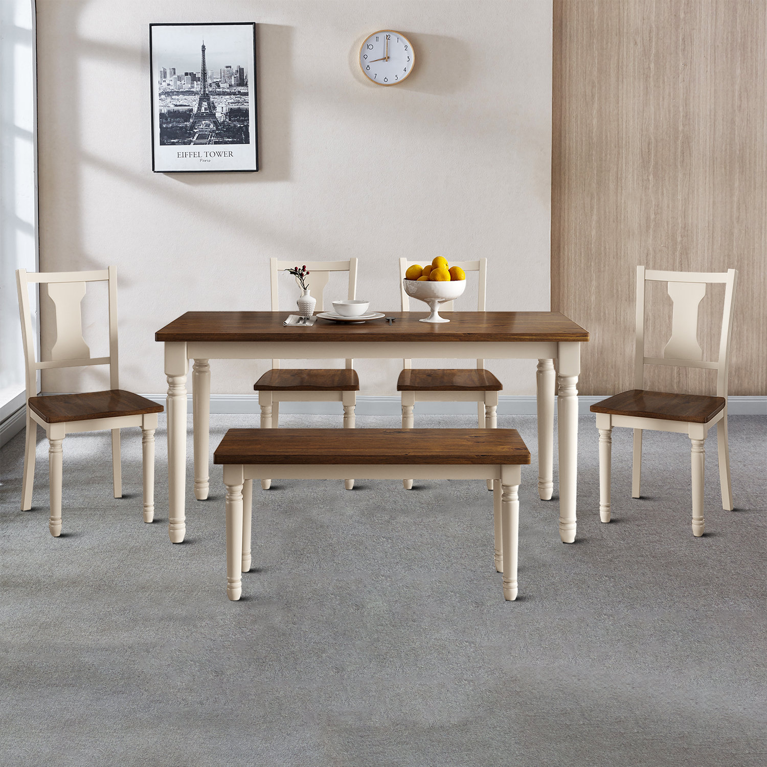 One Allium Way Vintage Style Six Piece Wooden Dining Table Set, For ...