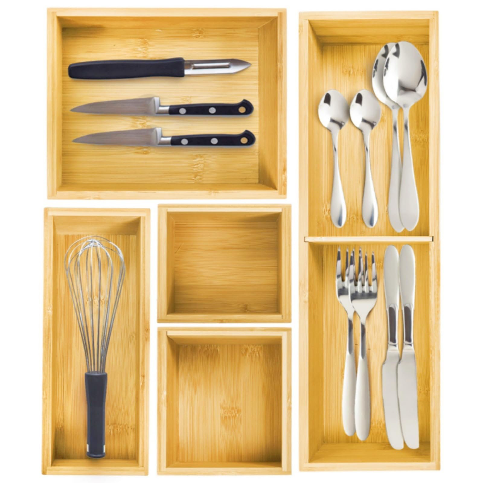 Hokku Designs Bamboo Drawer Organizer, Multi-Use Individual Junk Tea ...