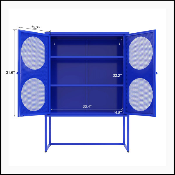 Hokku Designs Garonne Modern Blue Storage Cabinet with Doors ...