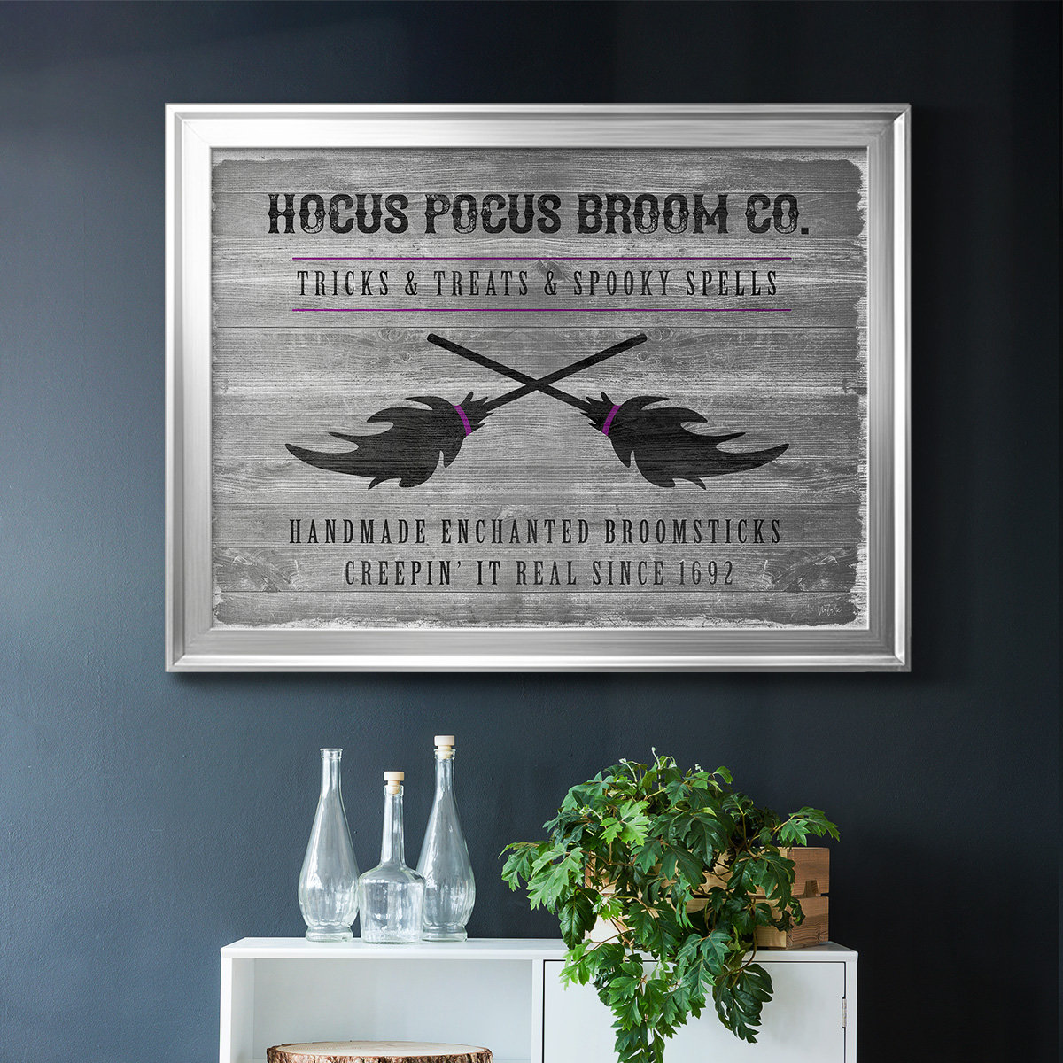 Trinx Hocus Pocus Broom Co Framed On Canvas Print | Wayfair