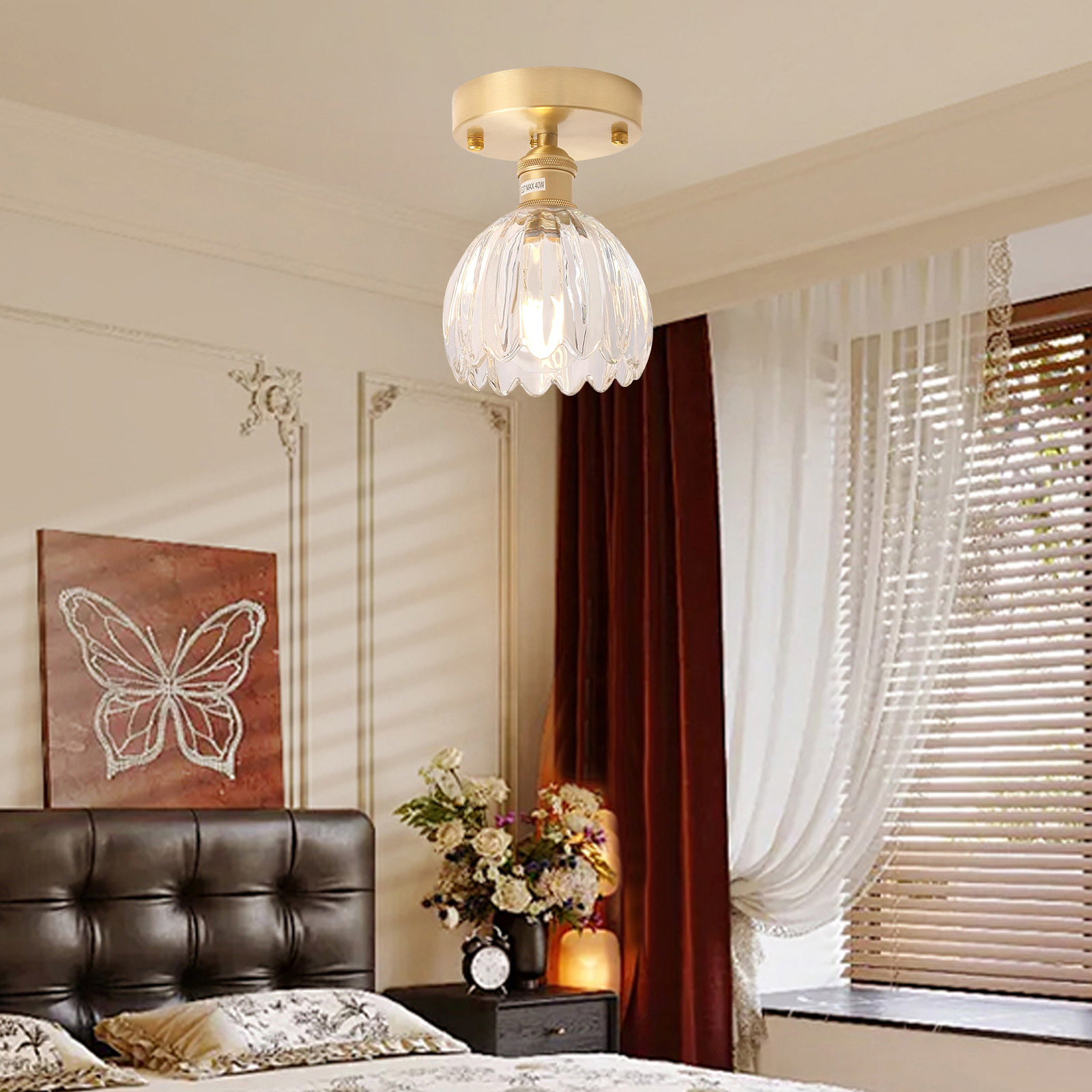 House of Hampton® Semi-Recessed Ceiling Light, Vintage Lighting, Tulip ...