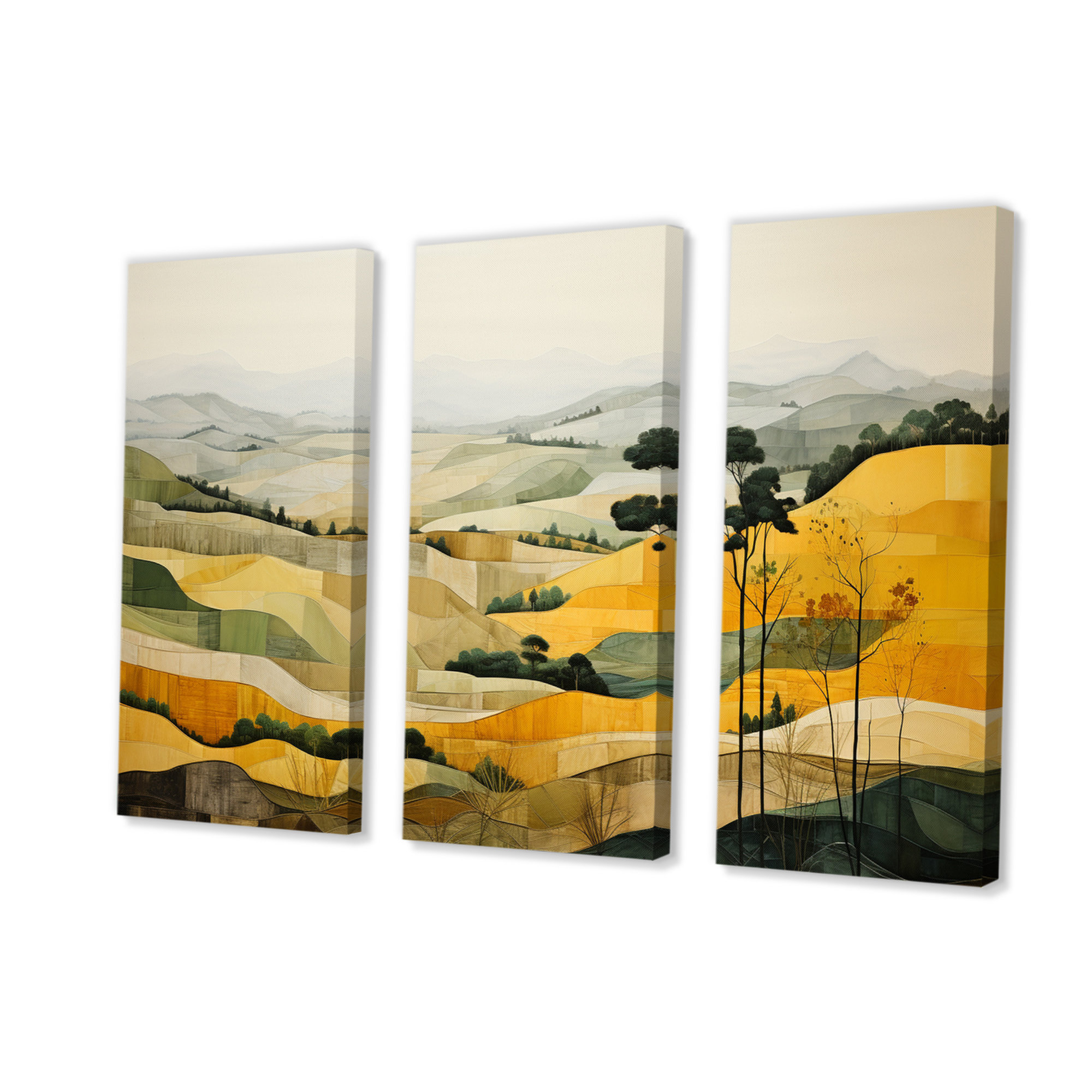 Millwood Pines Yellow And Green Pastoral Bold Landscape IV - Modern ...