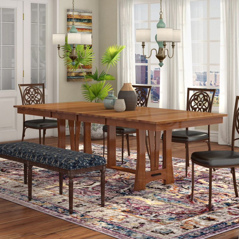 Lark Manor™ Alyaan Extendable Solid Wood Dining Table in Warm Amber ...