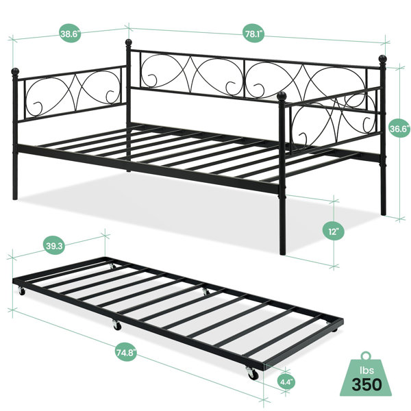 August Grove® Metal Platform Sofa Bed Frame With Heavy Castor Metal ...