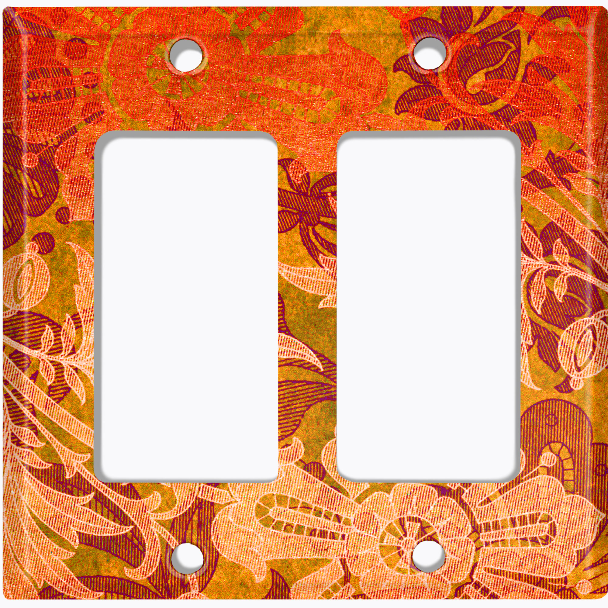 WorldAcc Wallpaper Orange Flower Leaves 2-Gang Toggle Light Switch Wall ...