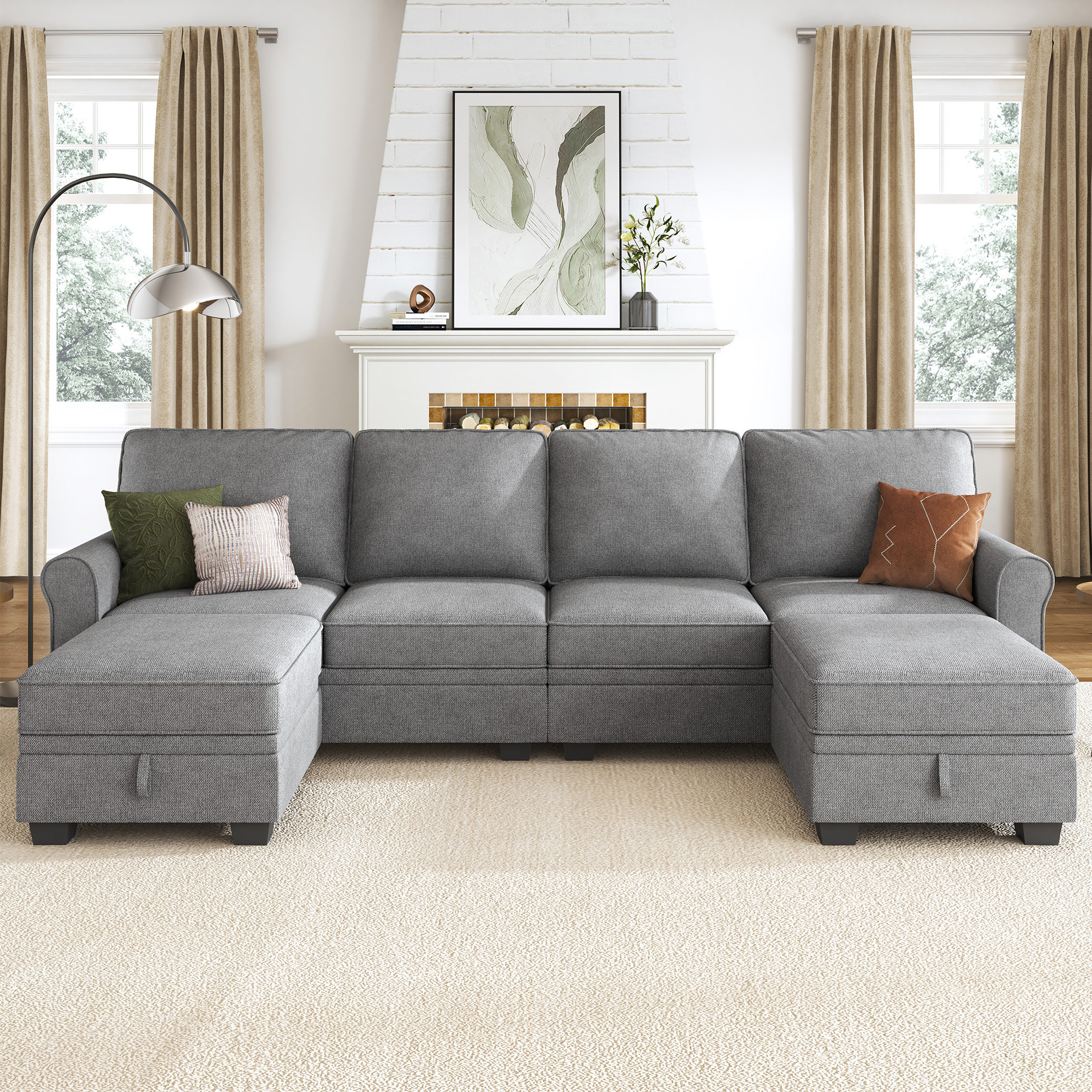 HONBAY U-shaped Sectional Reversible Storage Sectional Sofa & Reviews ...