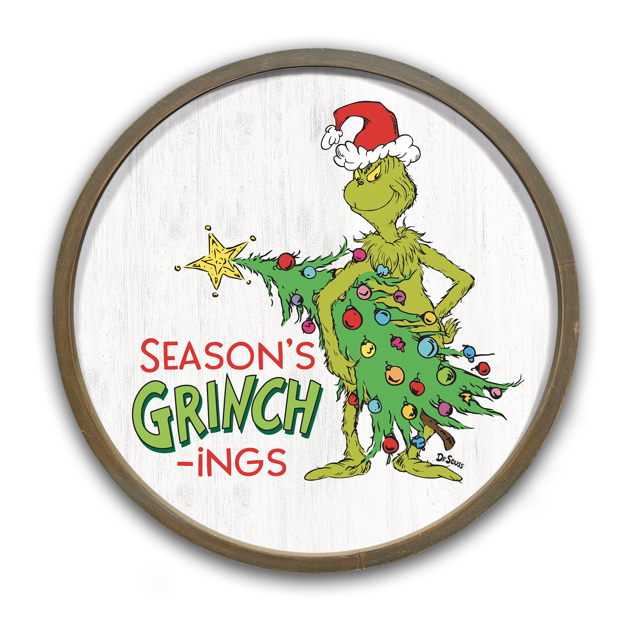 Ophelia & Co. The Grinch Season's Grinch-ings Round Brown Framed Print ...