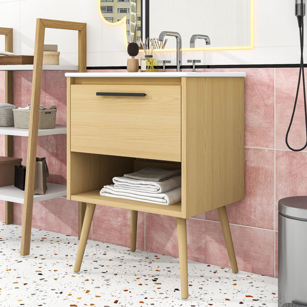 George Oliver Modern Freestanding Bathroom Vanity with Ceramic Basin ...