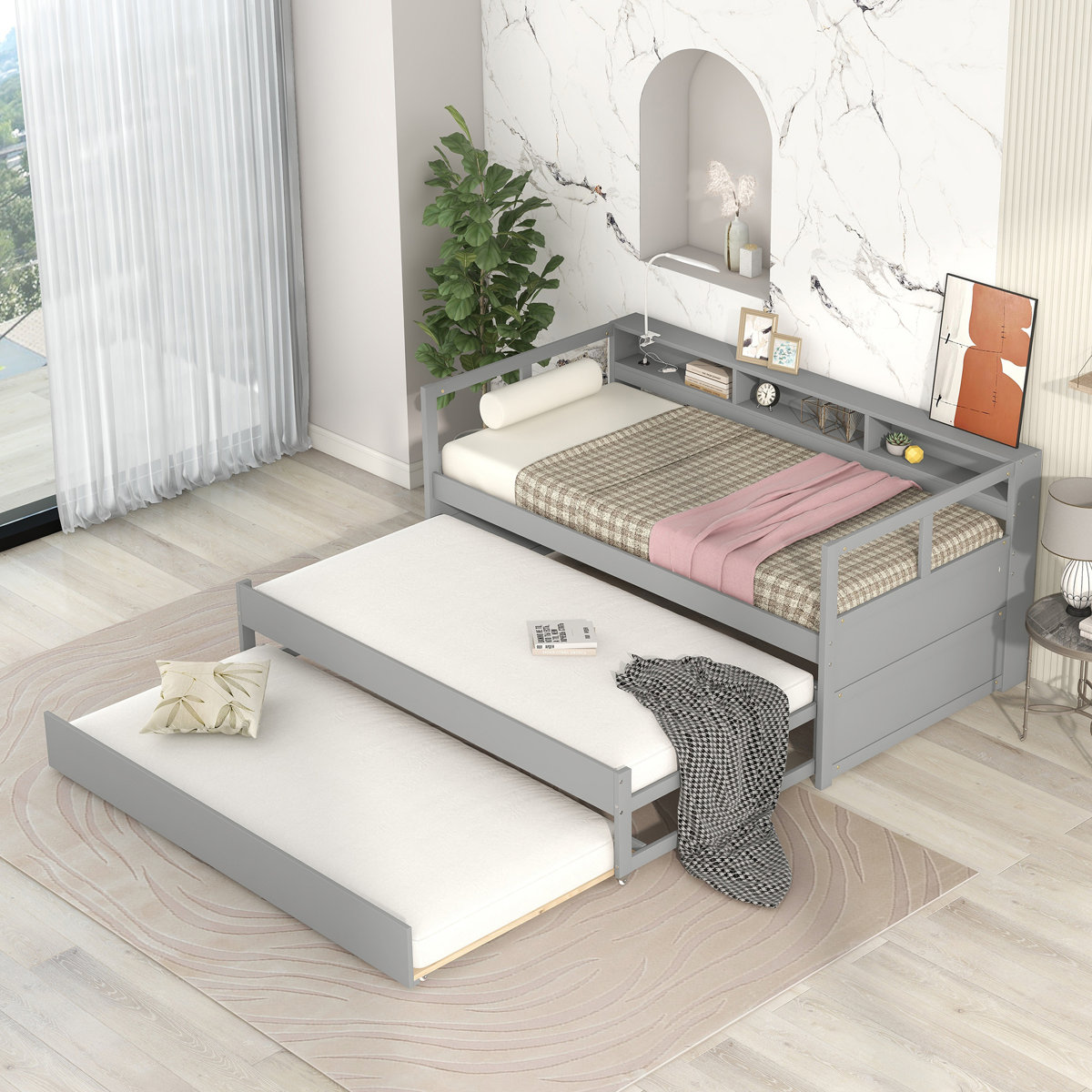 Wildon Home® Shamavi Extra-long Twin Solid Wood Daybed with Trundle ...