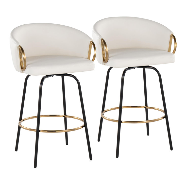 Mercer41 Laurenzio Fixed-Height Faux Leather Bar & Counter Stool | Wayfair