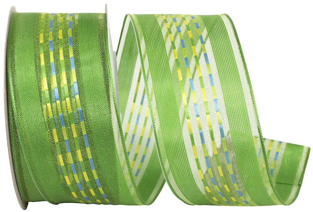 The Holiday Aisle® Sheer Ticking Stripe Value Wired Edge Ribbon | Wayfair
