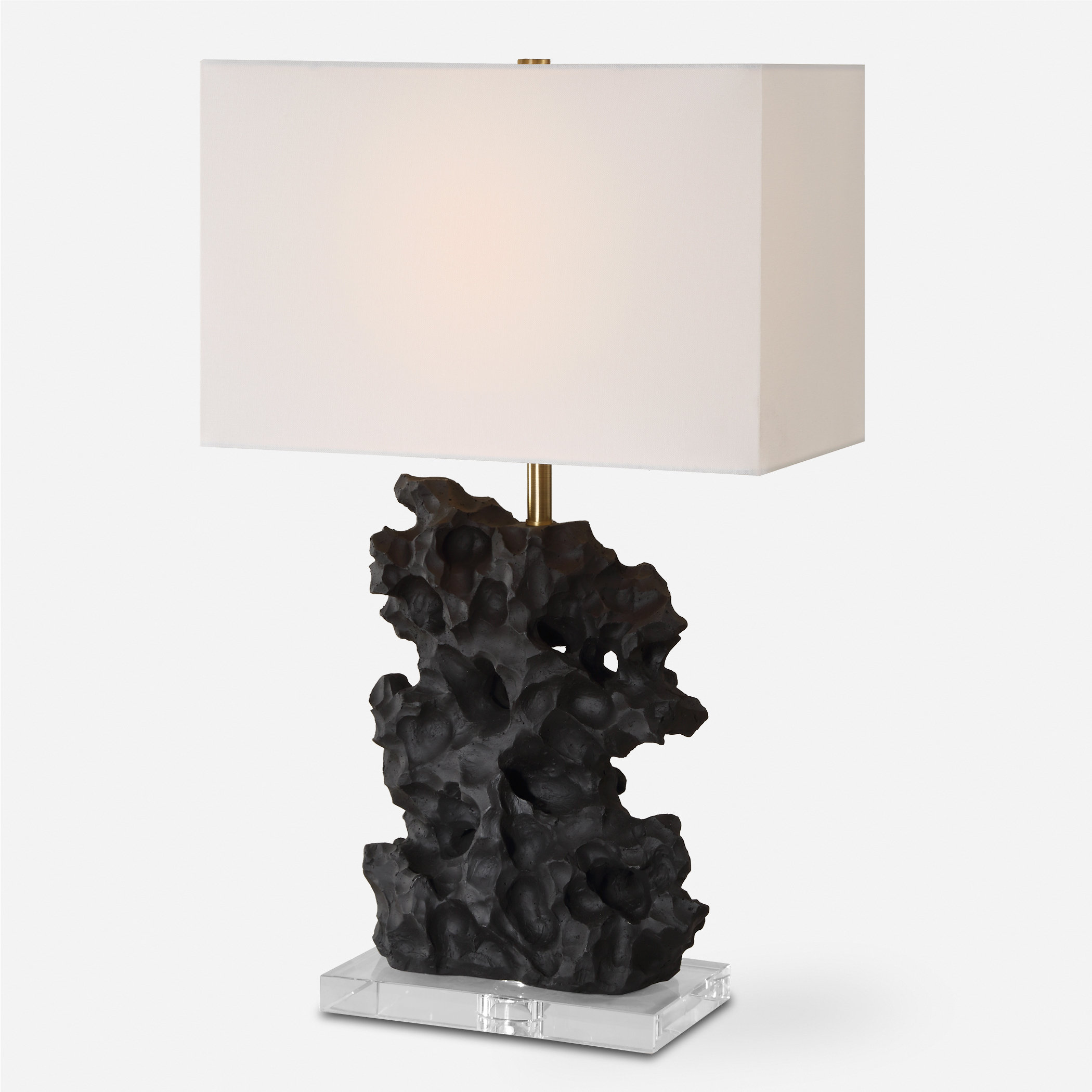 Dakota Fields Delince Black Stone Table Lamp | Wayfair