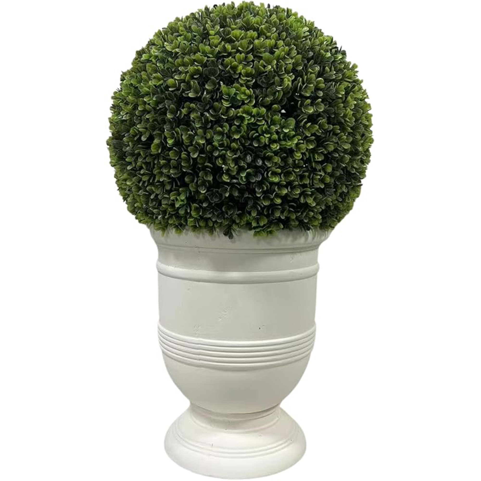 Primrue 24"H Artificial Faux Plant, Ball Topiary Shrub In White Pot For ...