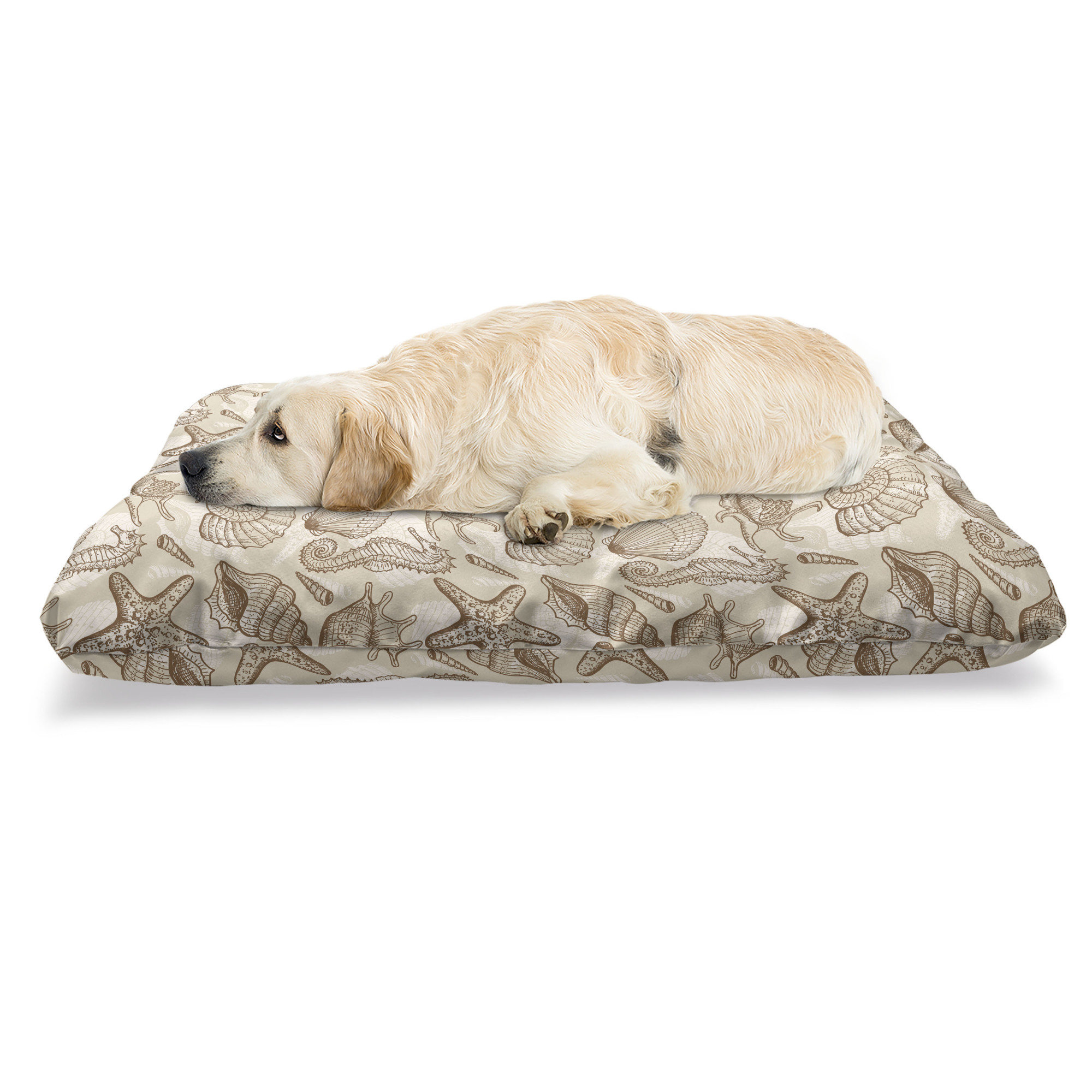 East Urban Home Beige Pet Bed, Exotic Marine Animals In Retro Style ...