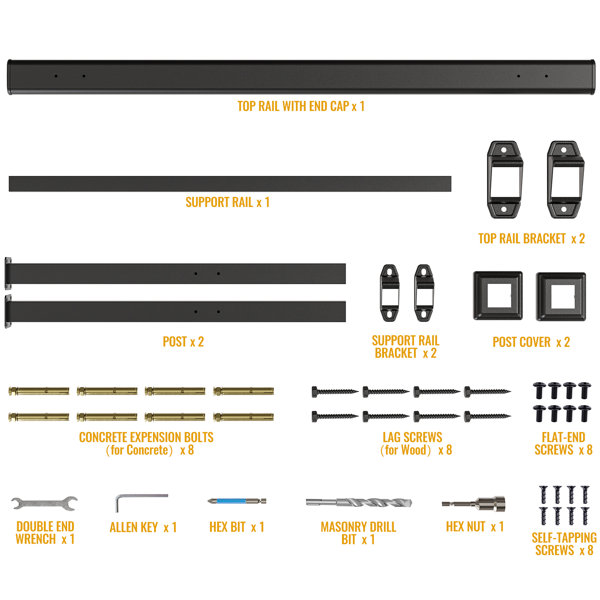 HOMLUX Lovmor Hand Rails for Outdoor Steps, Wrought Iron Railing, Porch ...