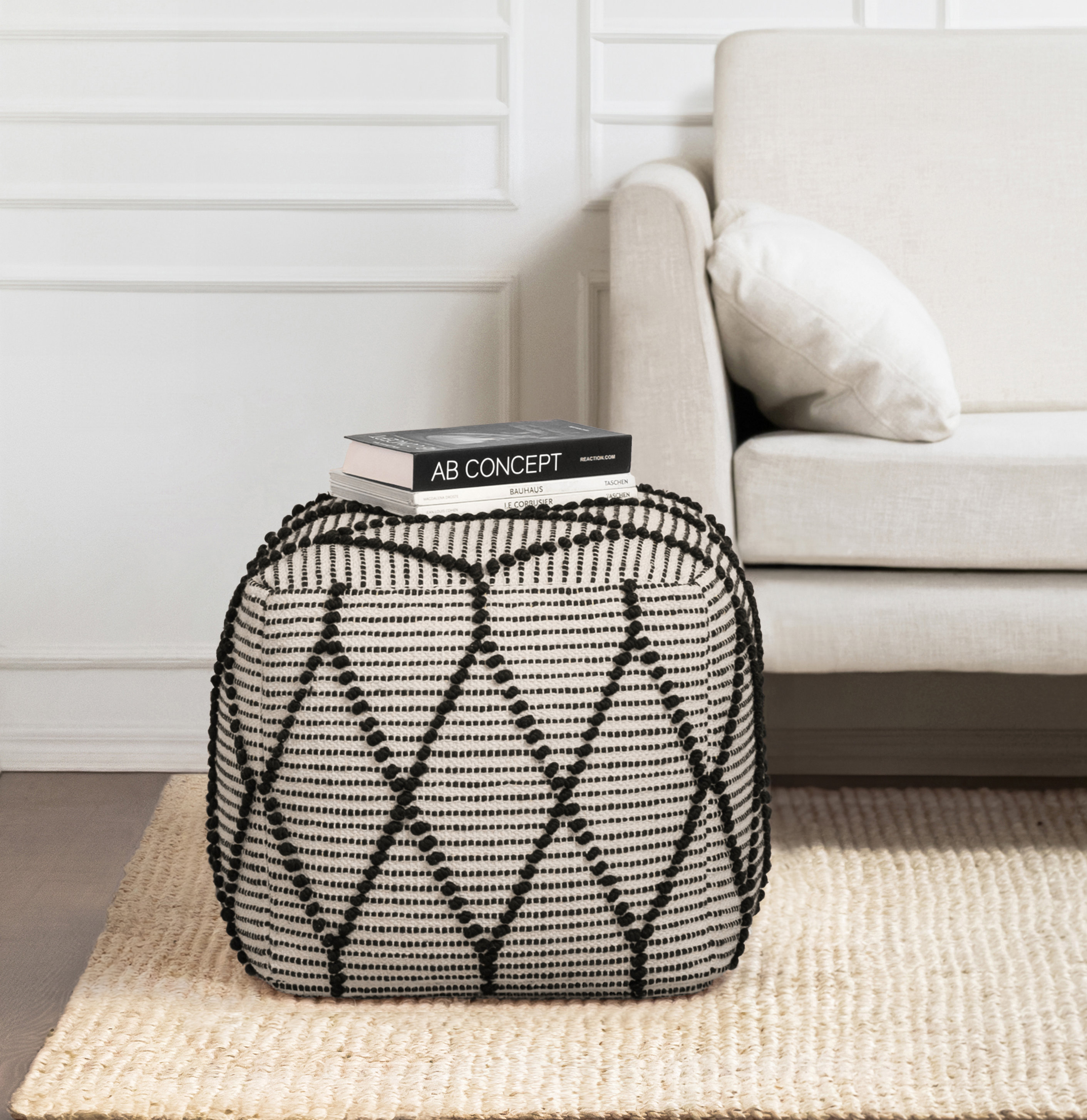 Union Rustic Pouf Ottoman – Upholstered, Ideal Footrest or Extra ...