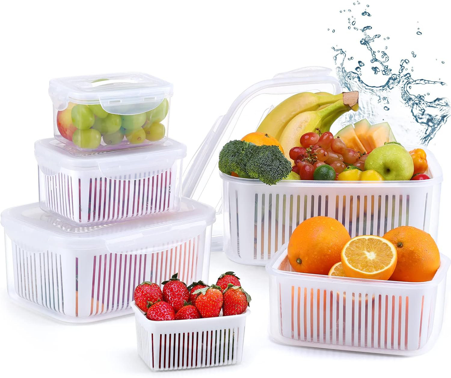 Prep & Savour Larger Fruit Vegetable Produce Storage Saver Containers ...