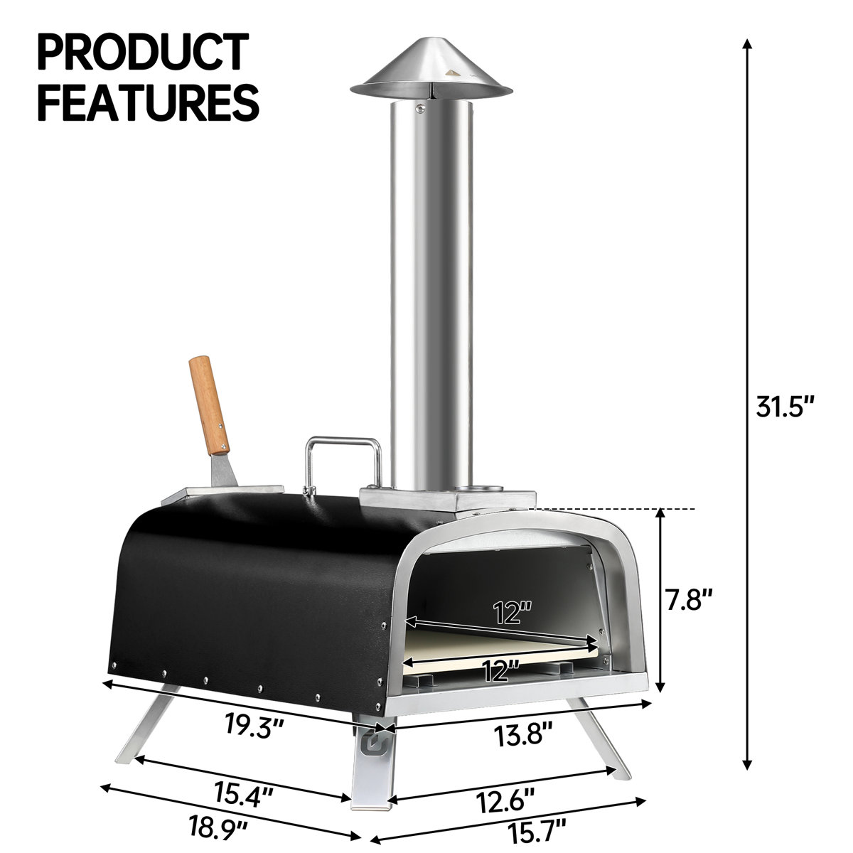 PIZZELLO Portable Pellet Pizza Oven Outdoor Wood Fired Pizza Ovens ...
