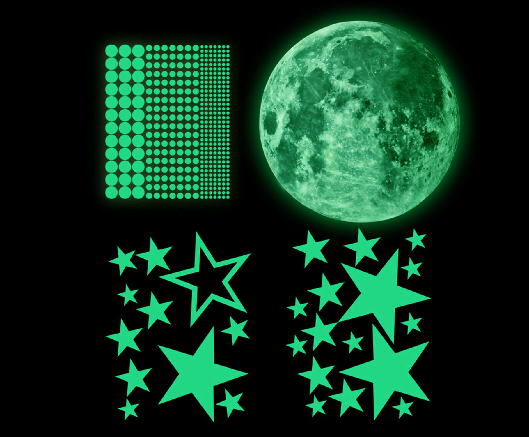 Trinx 435 Piece Luminous Stars and Moon Planet Space Wall Decal | Wayfair
