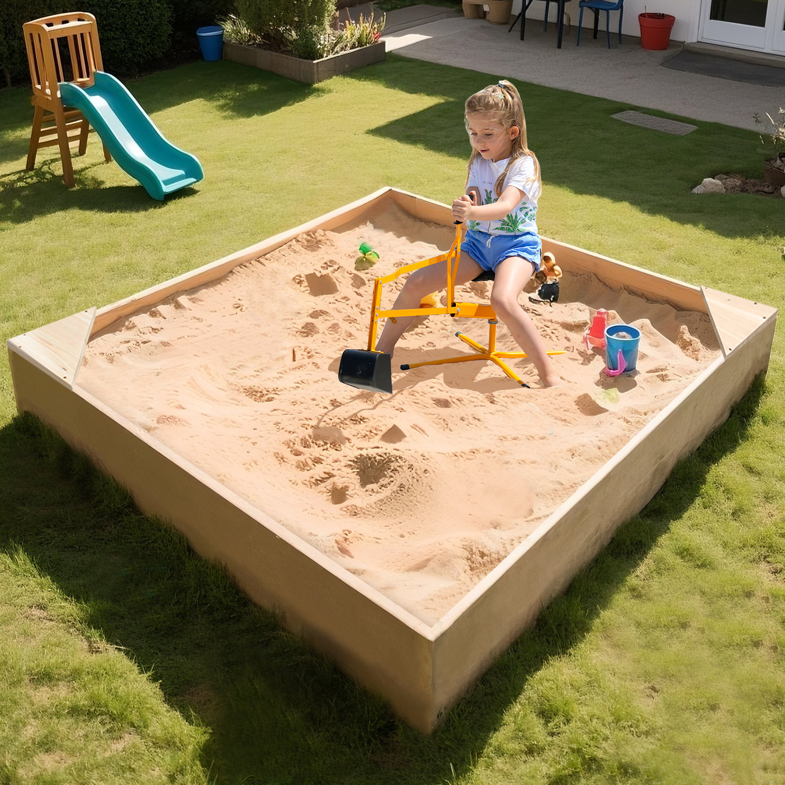 ShangQuan WuLiu Kids Sand Box, 2 In 1 Outdoor Wood Sandbox, Square Sand ...
