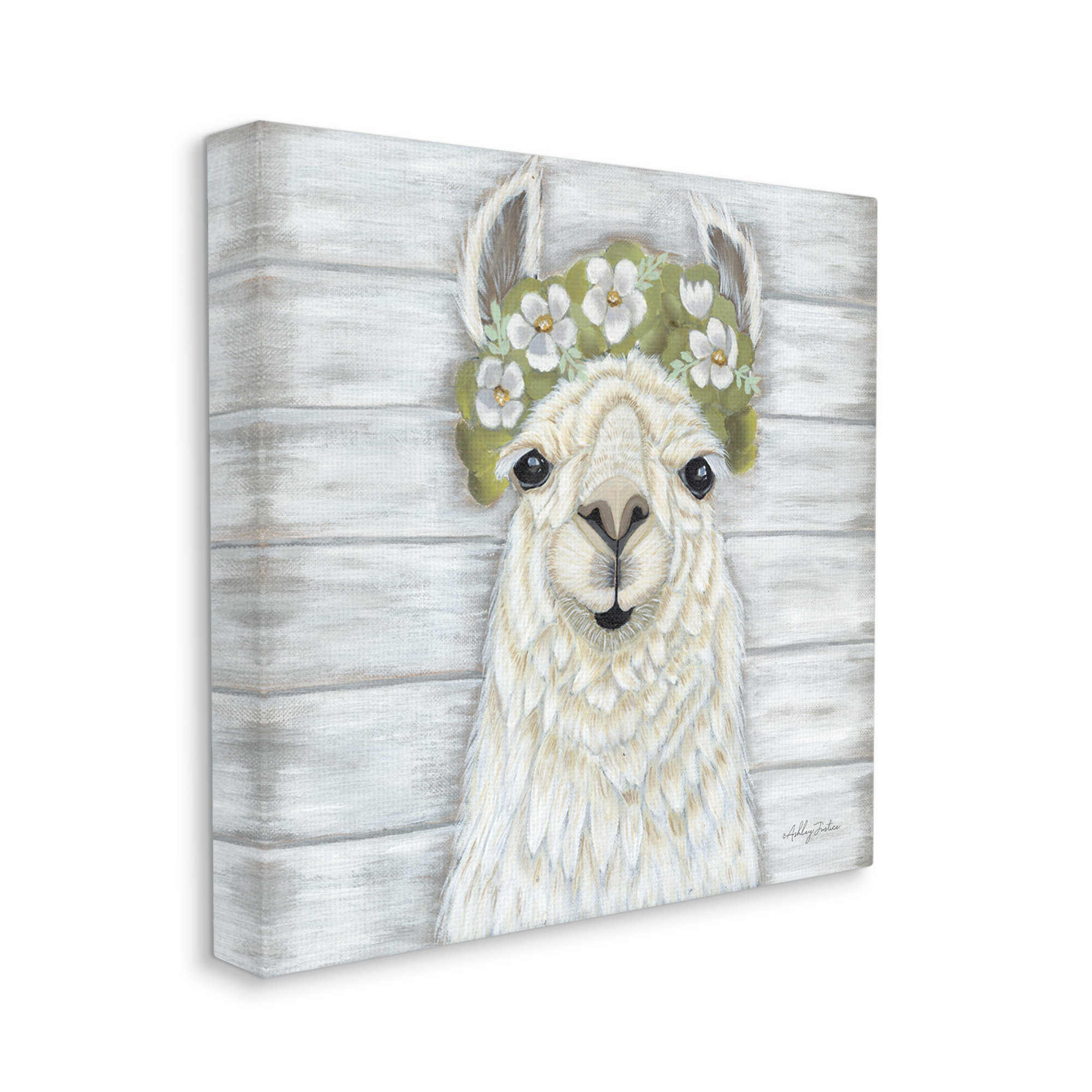 Stupell Industries Smiling Llama Country Floral Blooms by Ashley ...