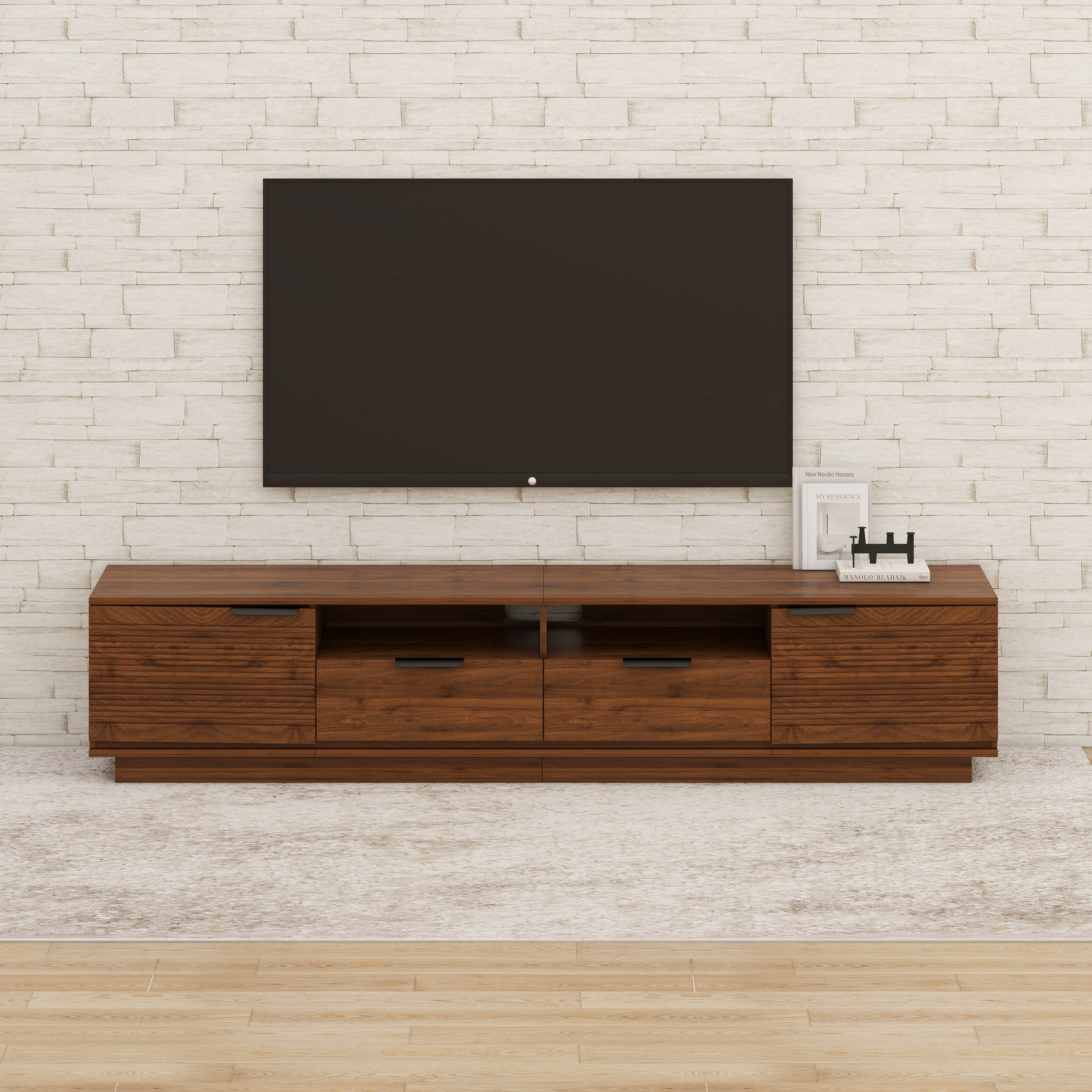 George Oliver TV Stand, Mid Century Modern TV Stand With Deep Drawer ...