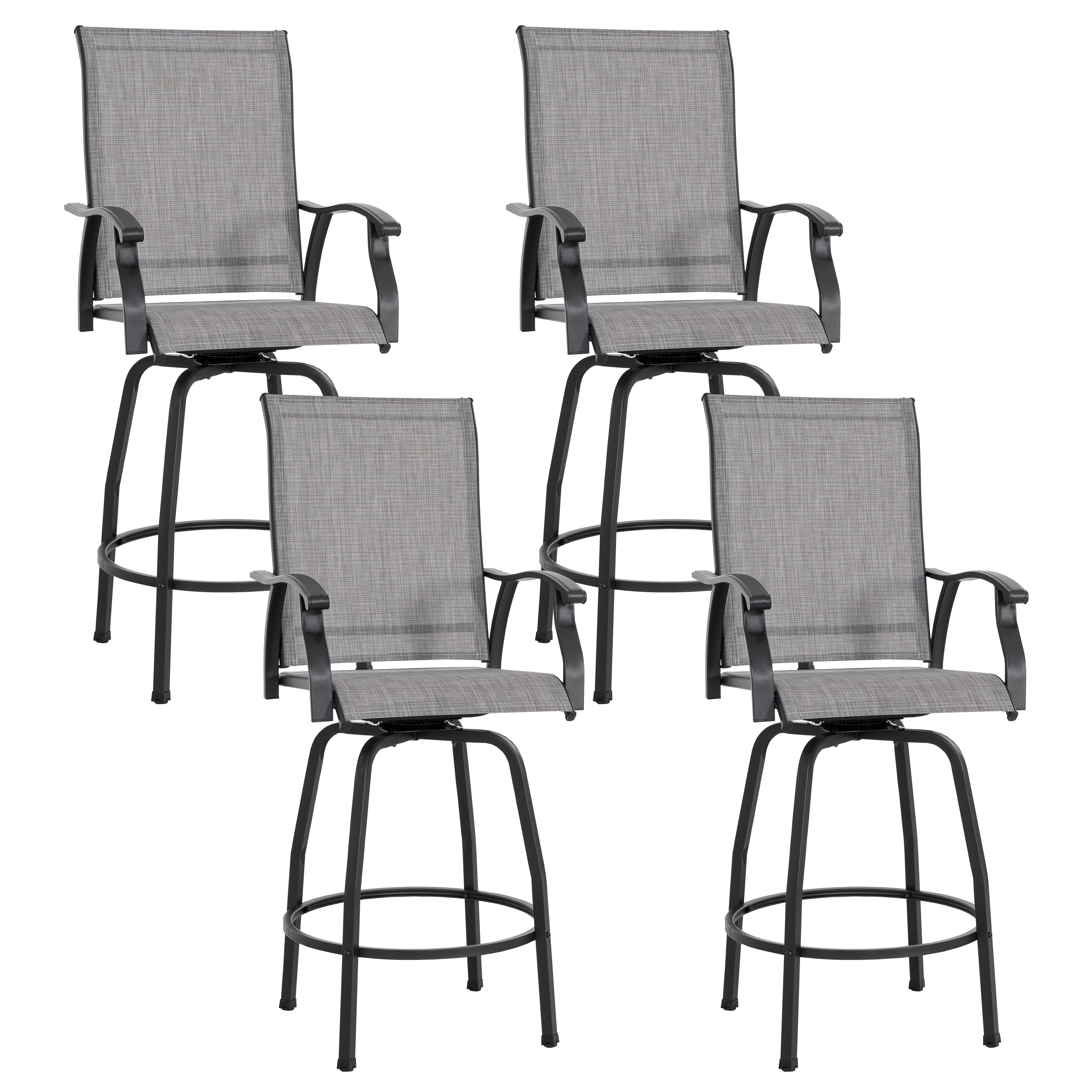 Red Barrel Studio® Patio Swivel Bar Stools Outdoor Chairs Of 4 Outdoor ...