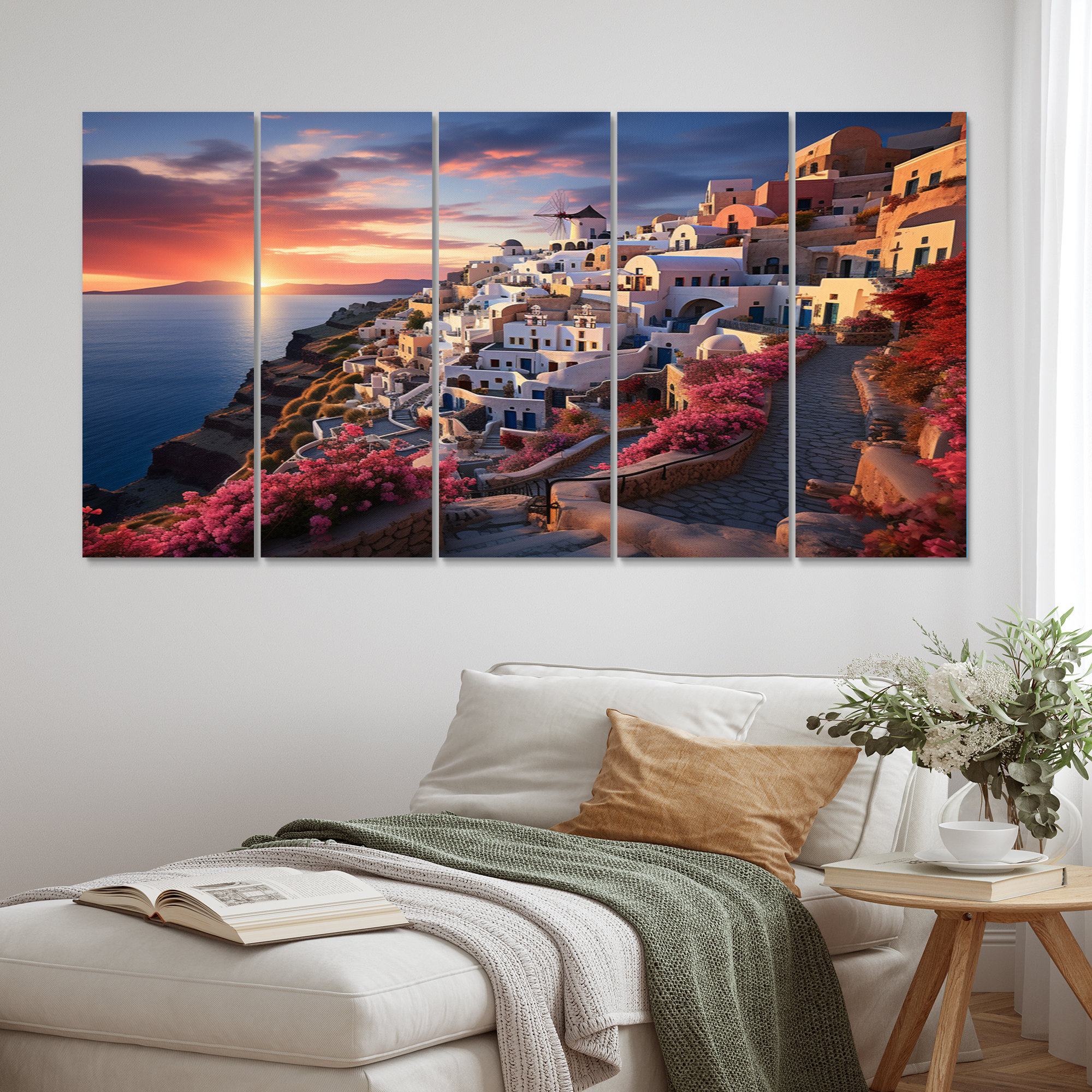 Design Art Greece Oia Splendor V - Cityscapes Wall Art Print - 5 Equal ...