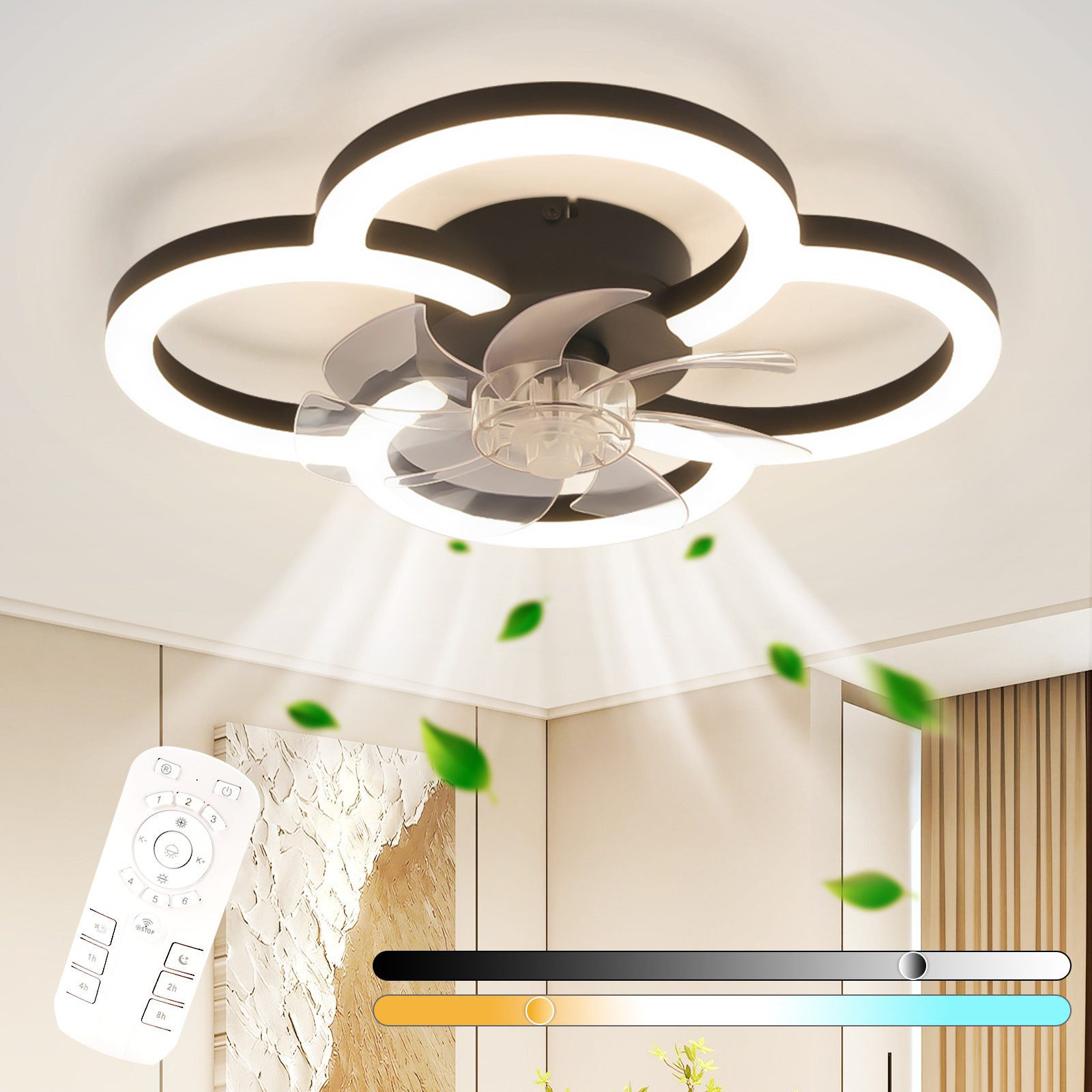Metro Lane LED Ceiling Fan With Lighting - 40W Quiet Black Ceiling Lamp ...