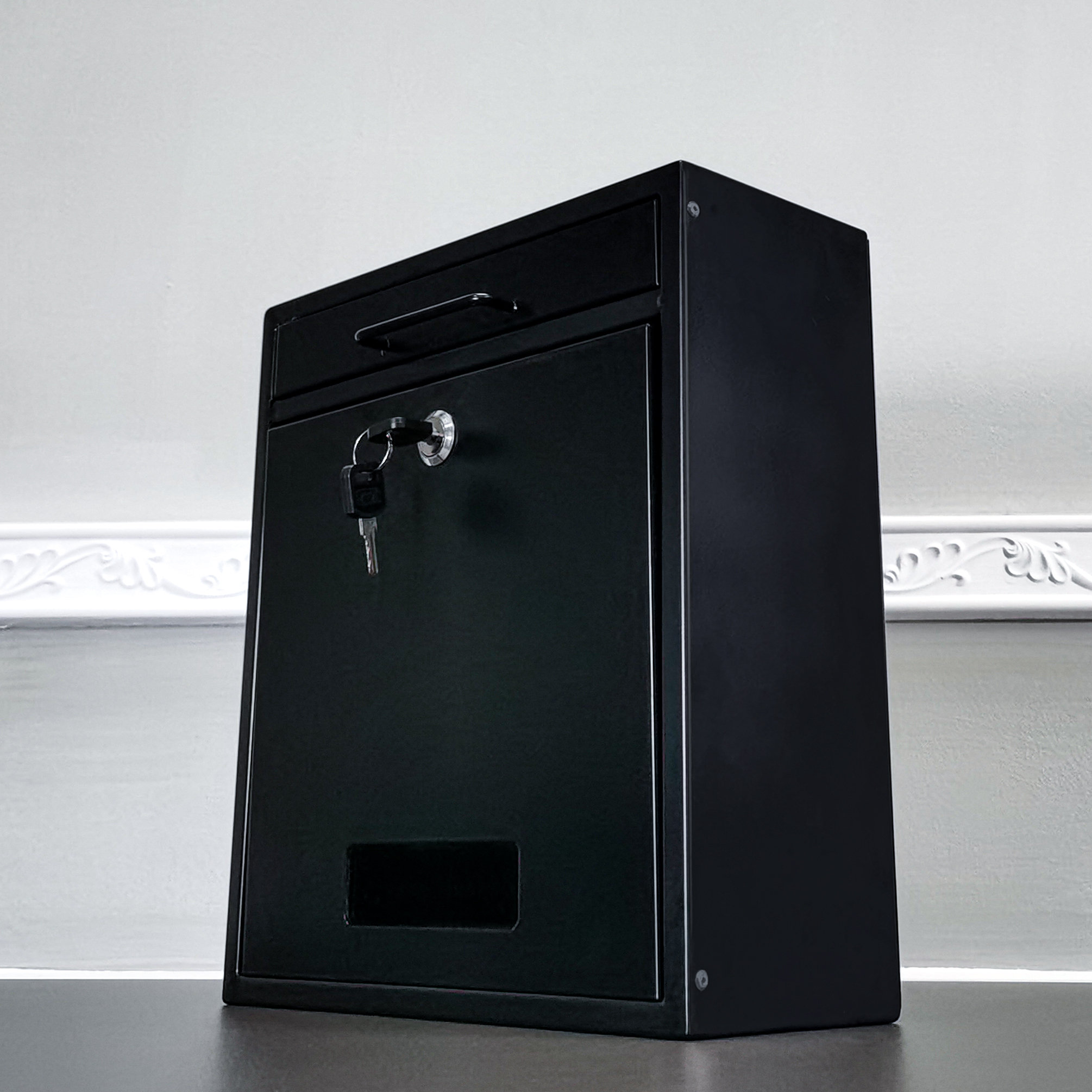 Fixturedisplays® Black Outdoor Drop Box Locking Drop Box, Wall Mounted ...