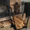 Winston Porter Nazime 31.5" H Black Metal Log Rack with Wheels ...