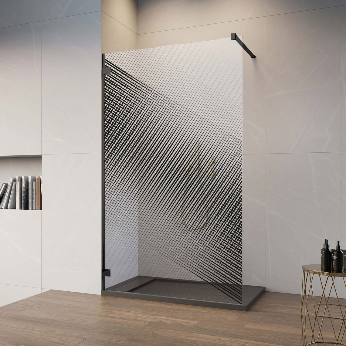 Distinct Kitchen and Bath 34" W x 72" H Frameless Fixed Glass Panel ...