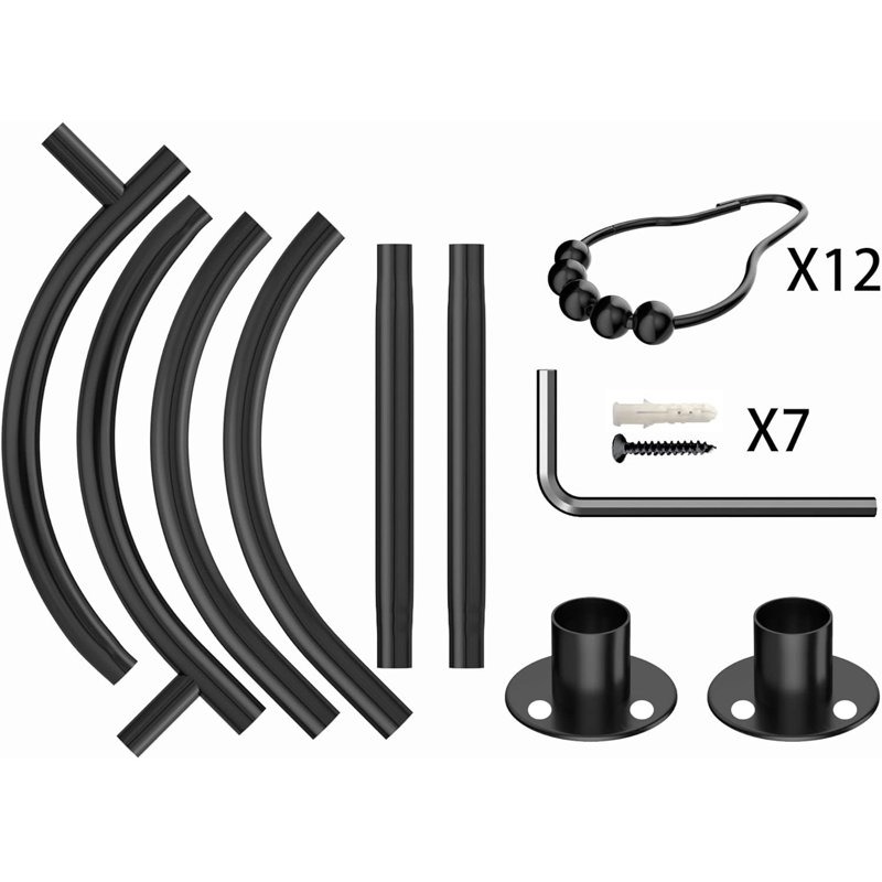 MABOSY Aluminum Alloy Oval Shower Curtain Rod Hoop Square Shape ...