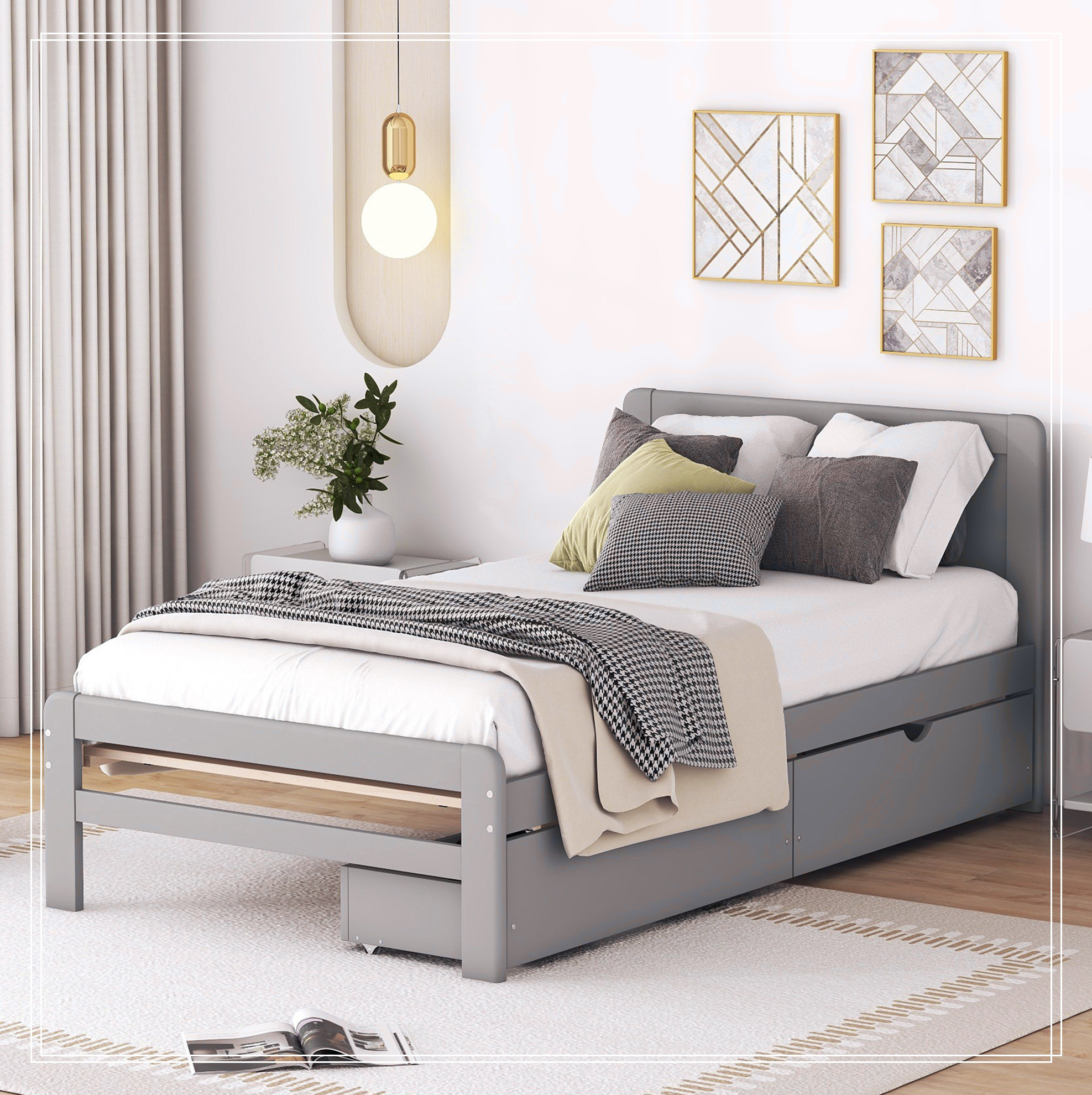 Red Barrel Studio® Modern Design Platform Bed Frame With 2 Drawers ...