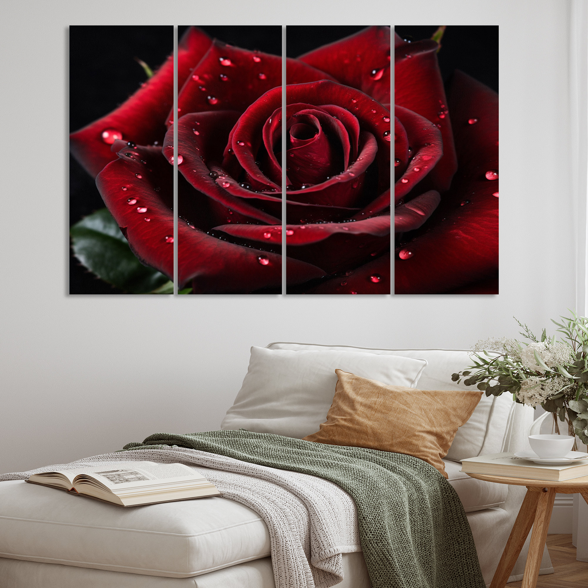 Design Art Red Rose with Raindrops V - Roses Metal Wall Art Set | Wayfair