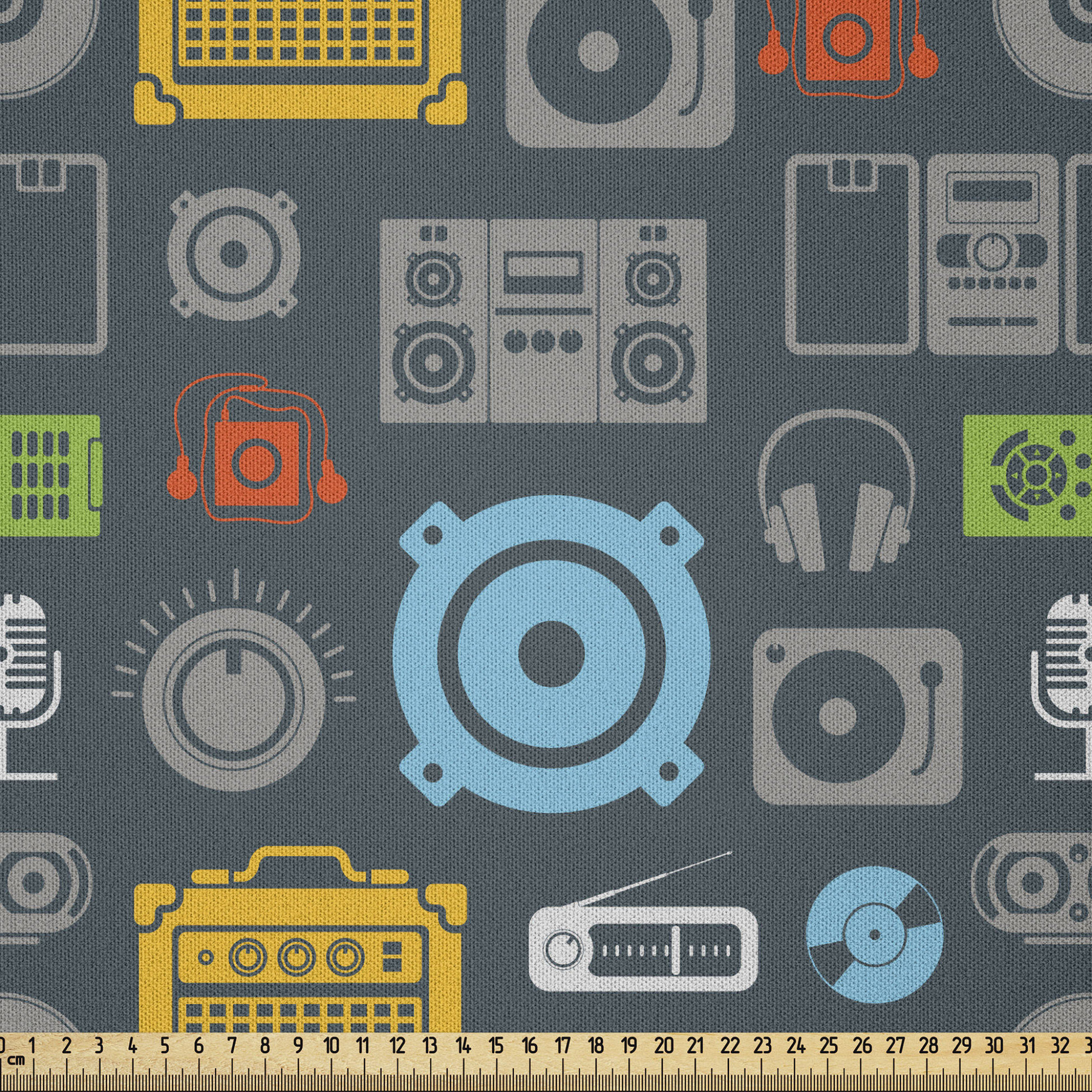 East Urban Home Music Fabric By The Yard, Audio Equipment Silhouette ...