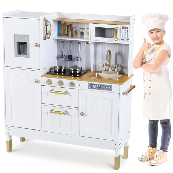 Pirecart Play Kitchen for Kids, Pretend Preschool Kitchen Sets, Wooden ...