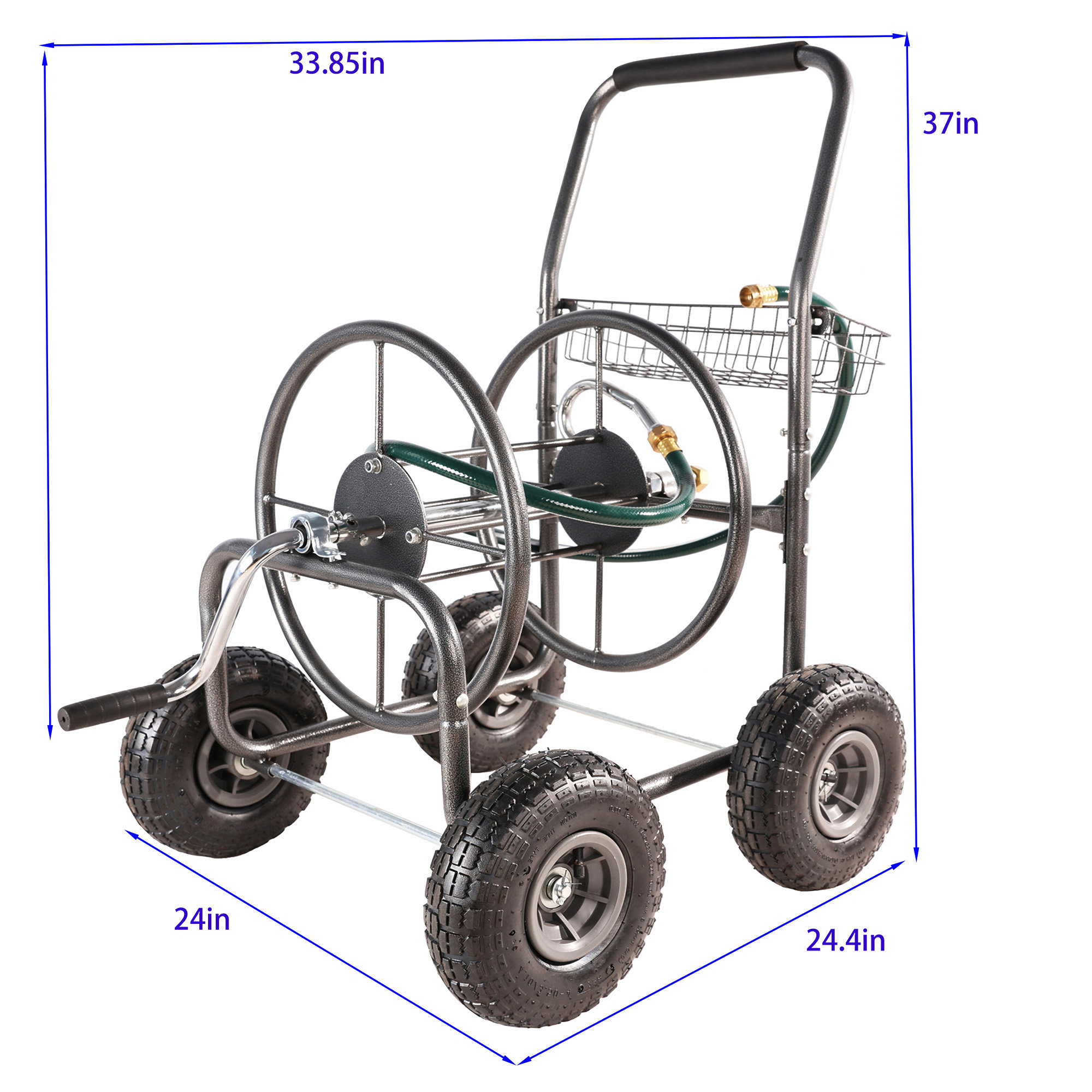 Ceballos Garden Hose Reel Cart - 4 Wheels Portable Garden Hose Reel ...