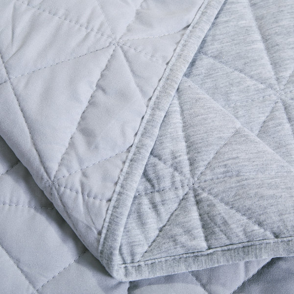 Chaps 3-Piece Jersey Knit Microfiber Quilt And Sham Set - Solid ...